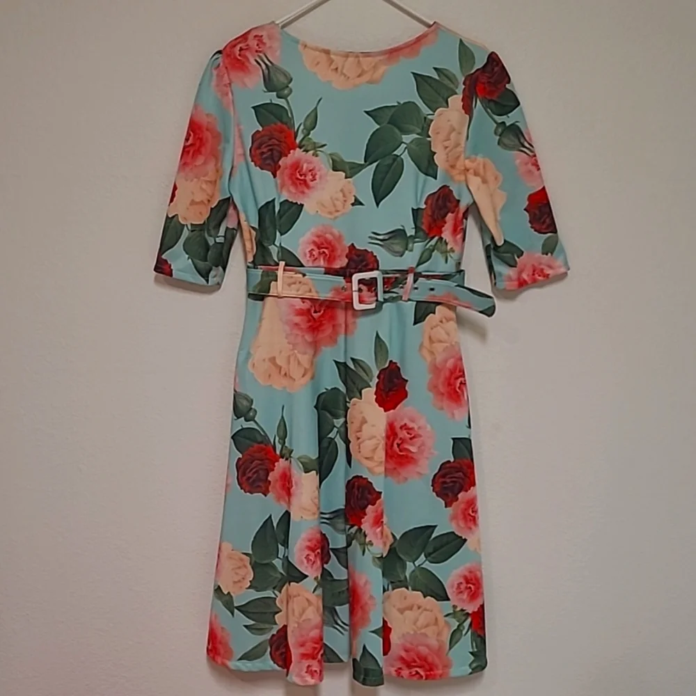 Amazon | Dresses | Amazon Xl Baby Blue Rose Dress | Poshmark